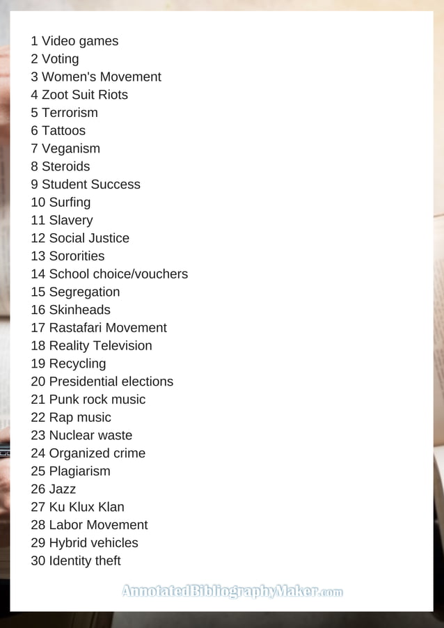 Annotated Bibliography Topics | PDF