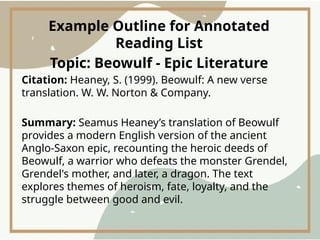Annotated-Reading-List in making the annotated | PPTX