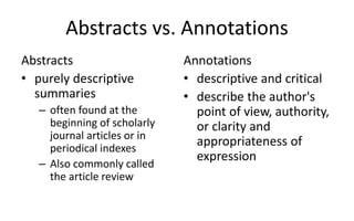 Annotated bib | PPT