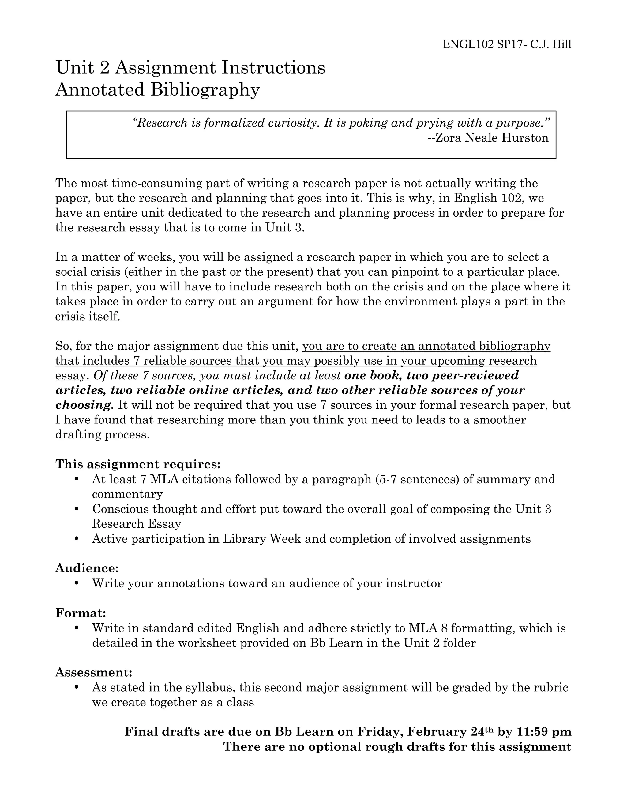 Annotated bib assignment | PDF
