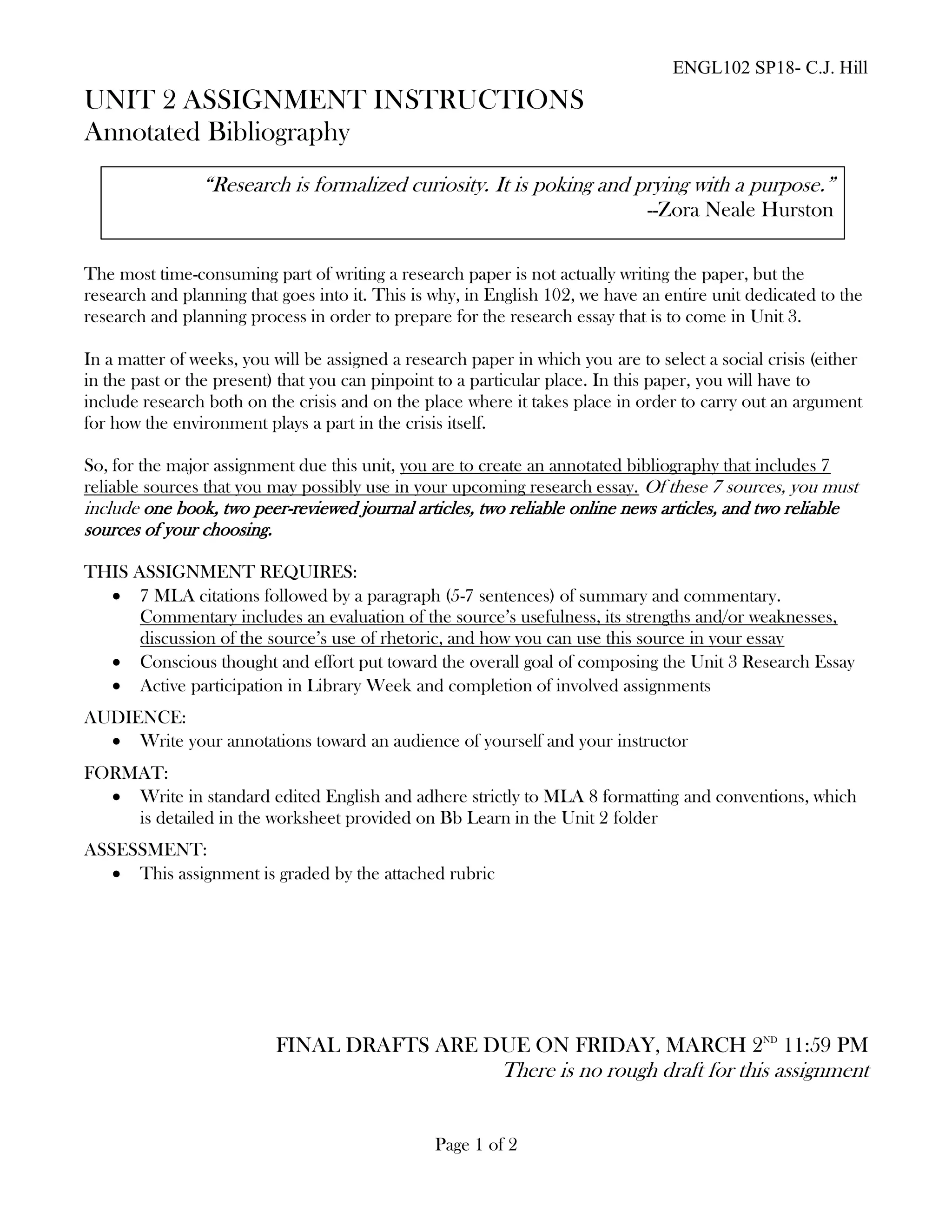 Annotated bib assignment | PDF