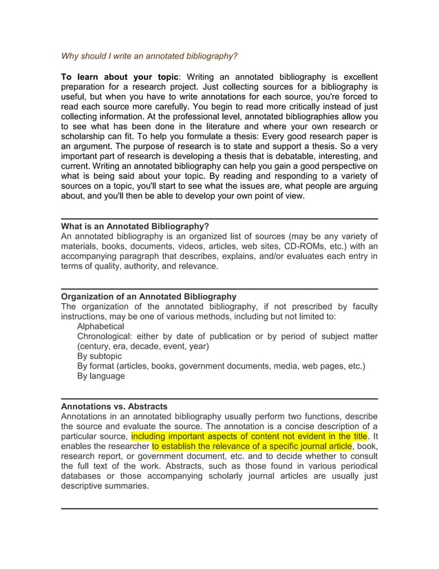 Annotated bibliographies | PDF