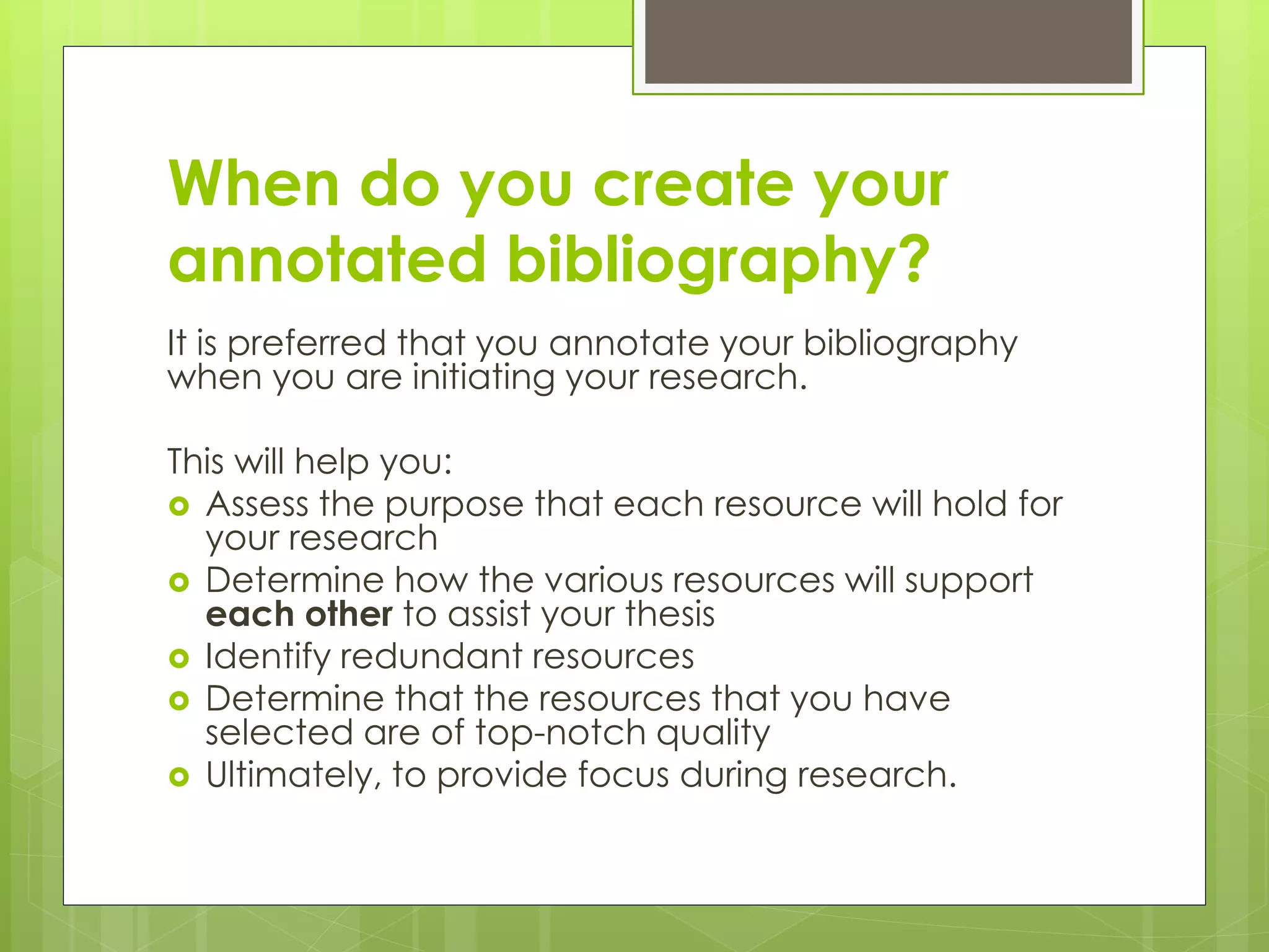 Annotated bibliographies | PPTX
