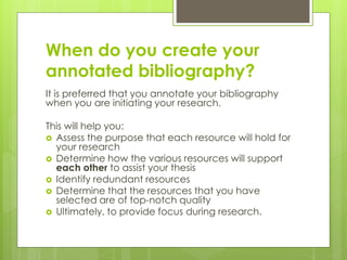 Annotated bibliographies | PPTX