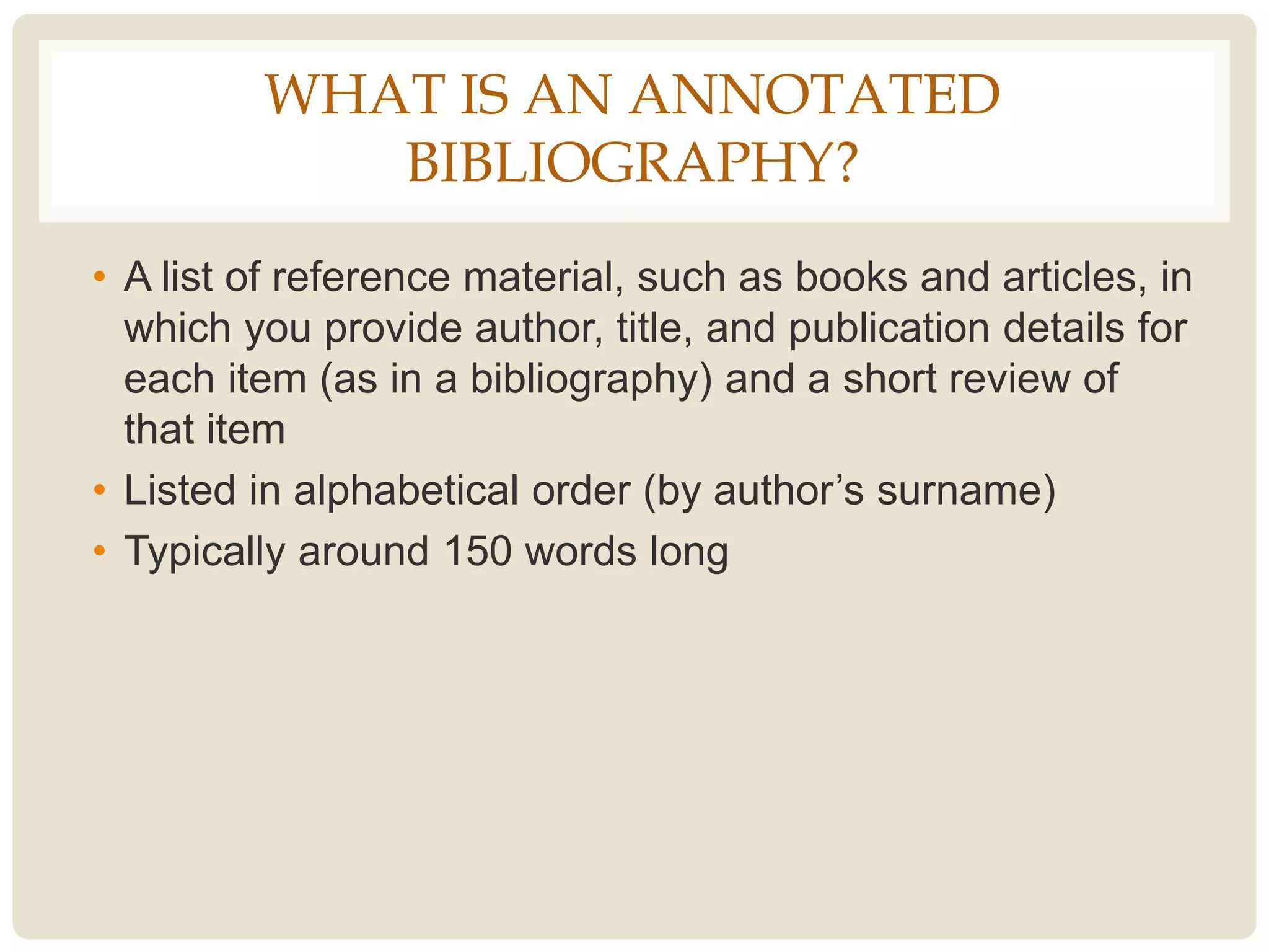 Annotated bibliographies | PPTX