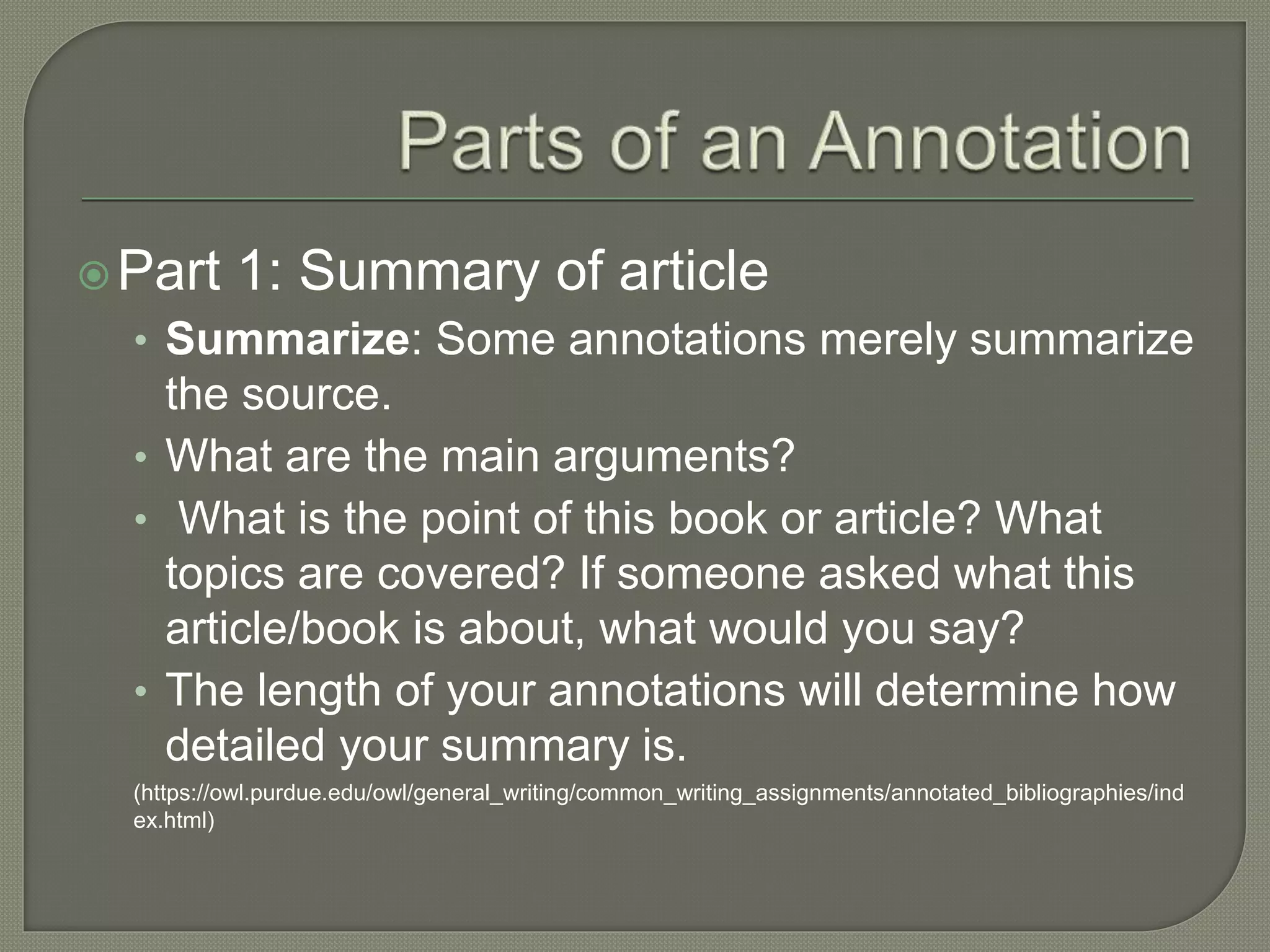 Annotated Bibliographies in APA | PPTX