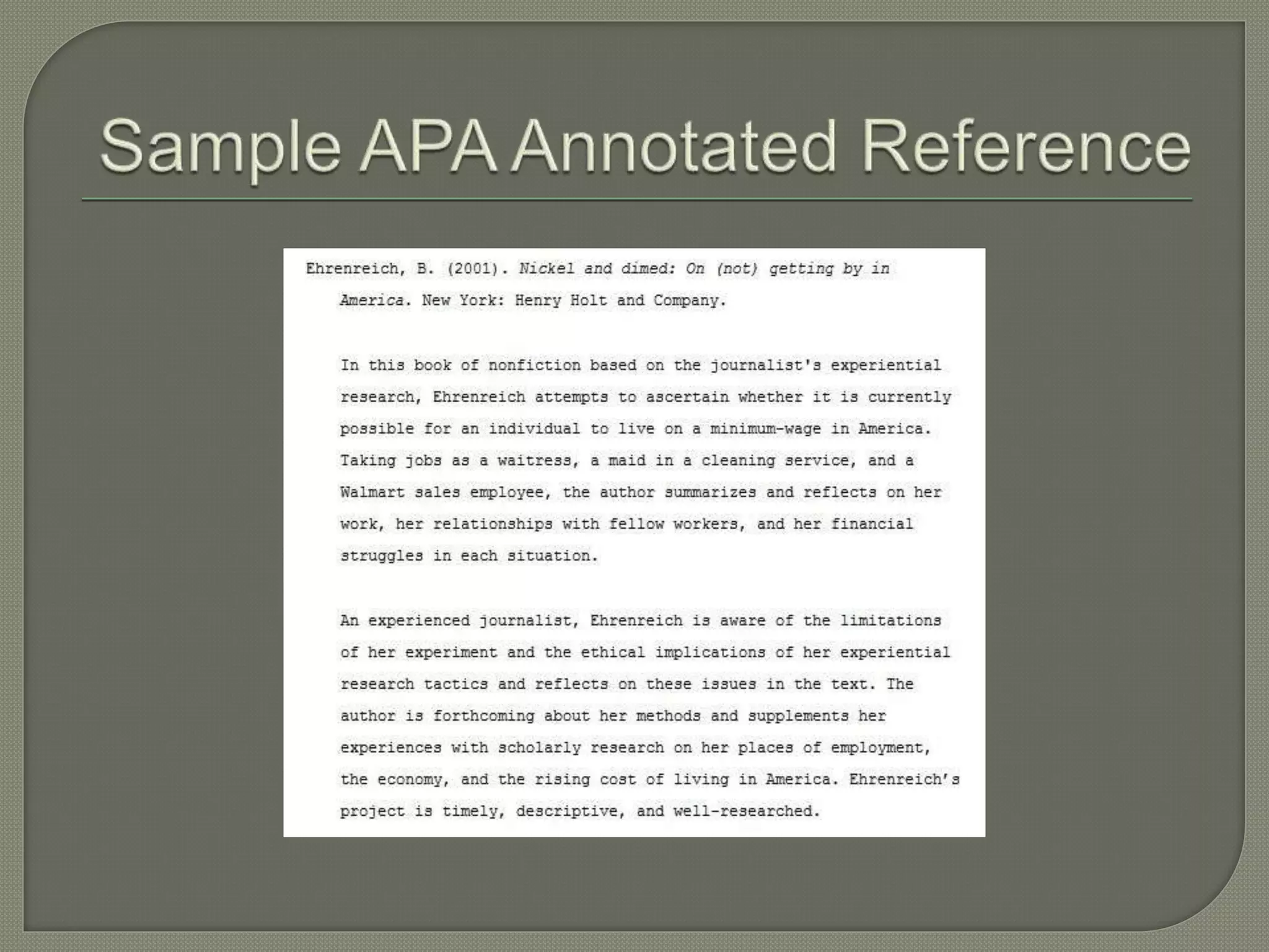 Annotated Bibliographies in APA | PPTX