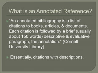 Annotated Bibliographies in APA | PPTX