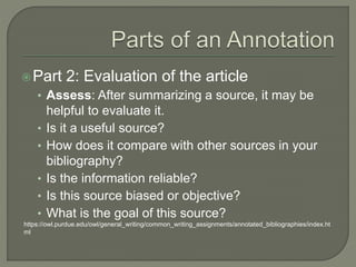 Annotated Bibliographies in APA | PPTX