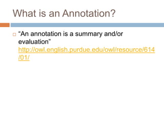 Annotated Bibliographies ENG 2430 American Literature | PPT