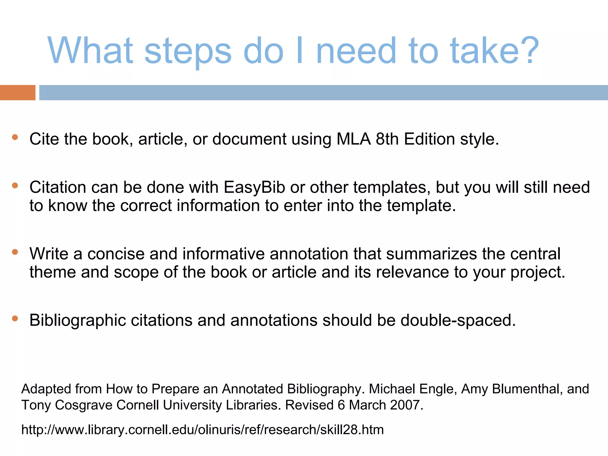 Annotated Bibliographies in MLA 8 | PPT