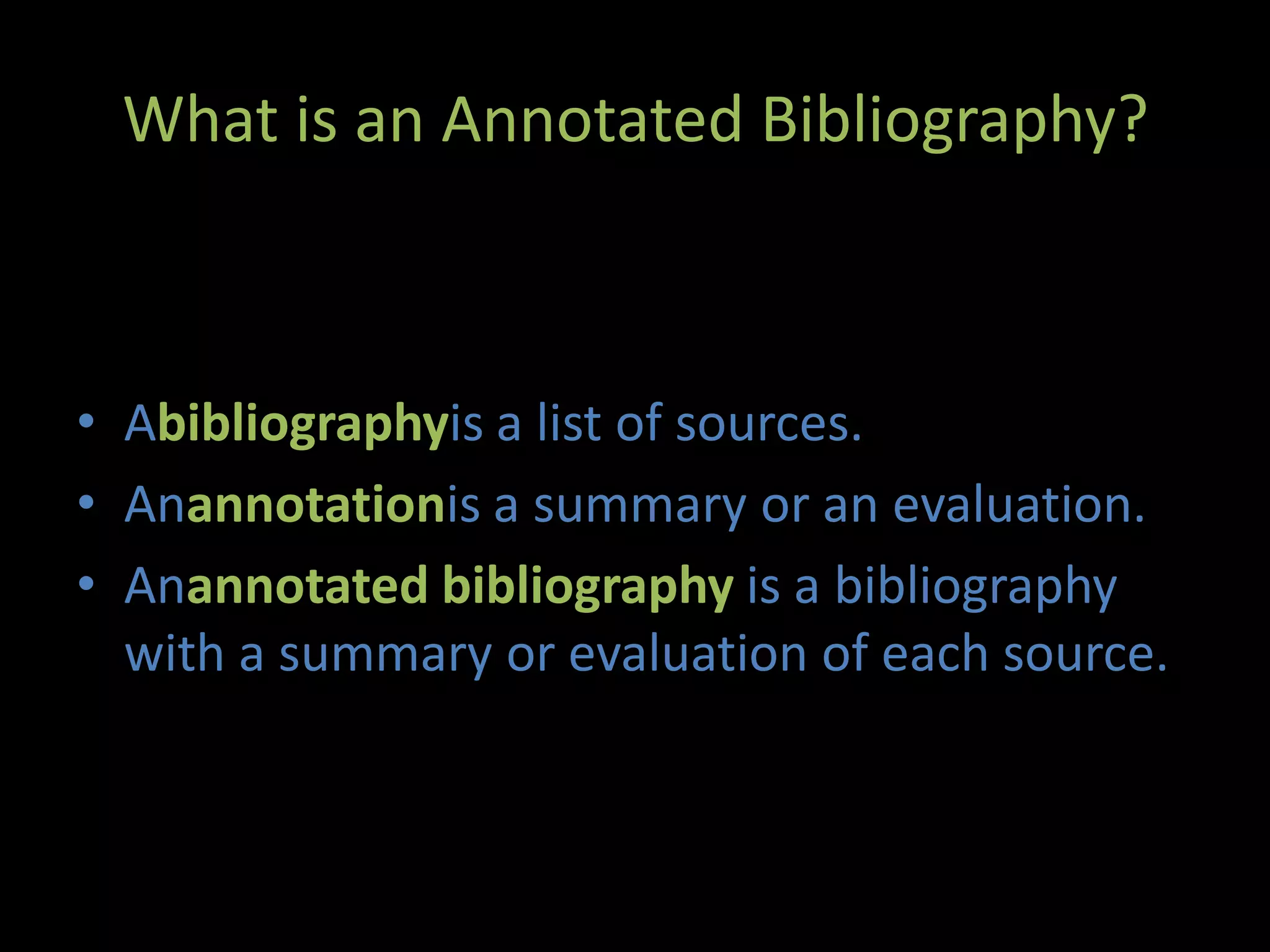 Annotated bibliography | PPT