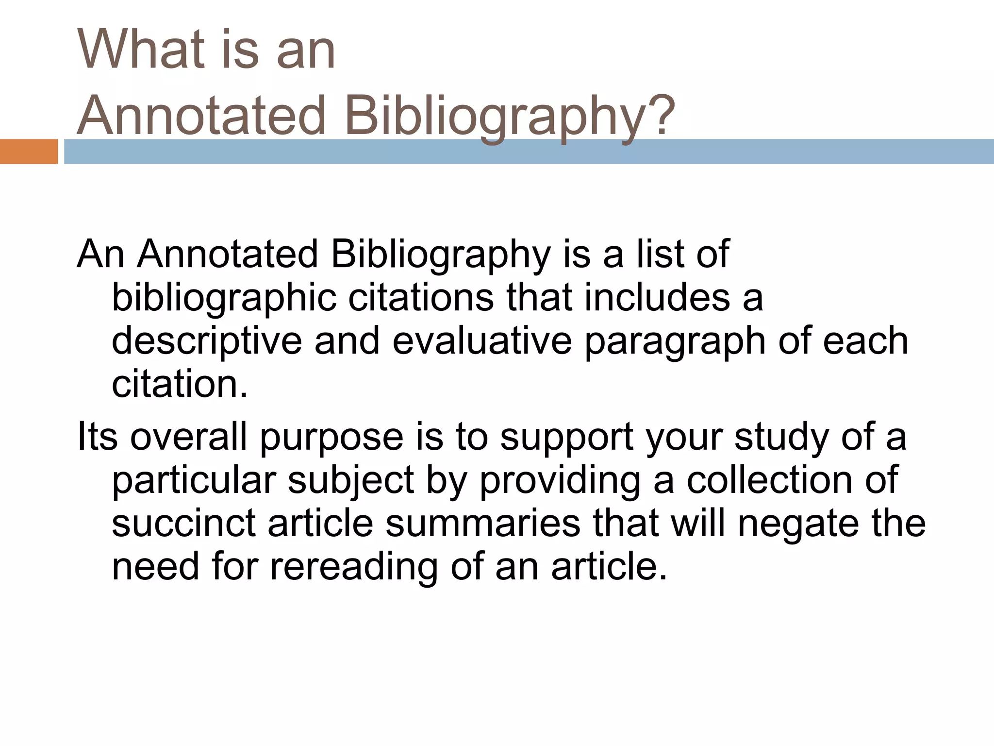 Annotated bibliography | PPT
