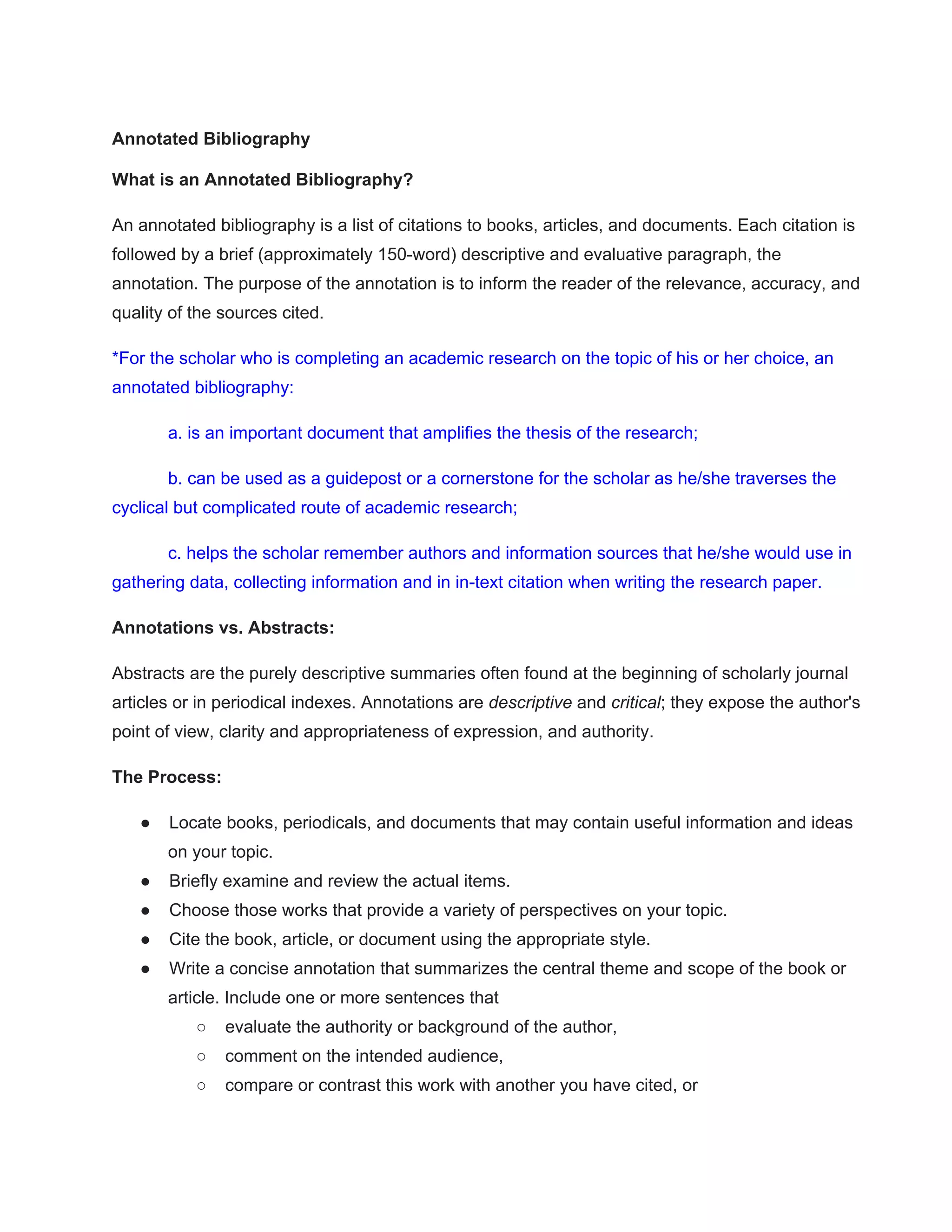 Annotated bibliography | PDF