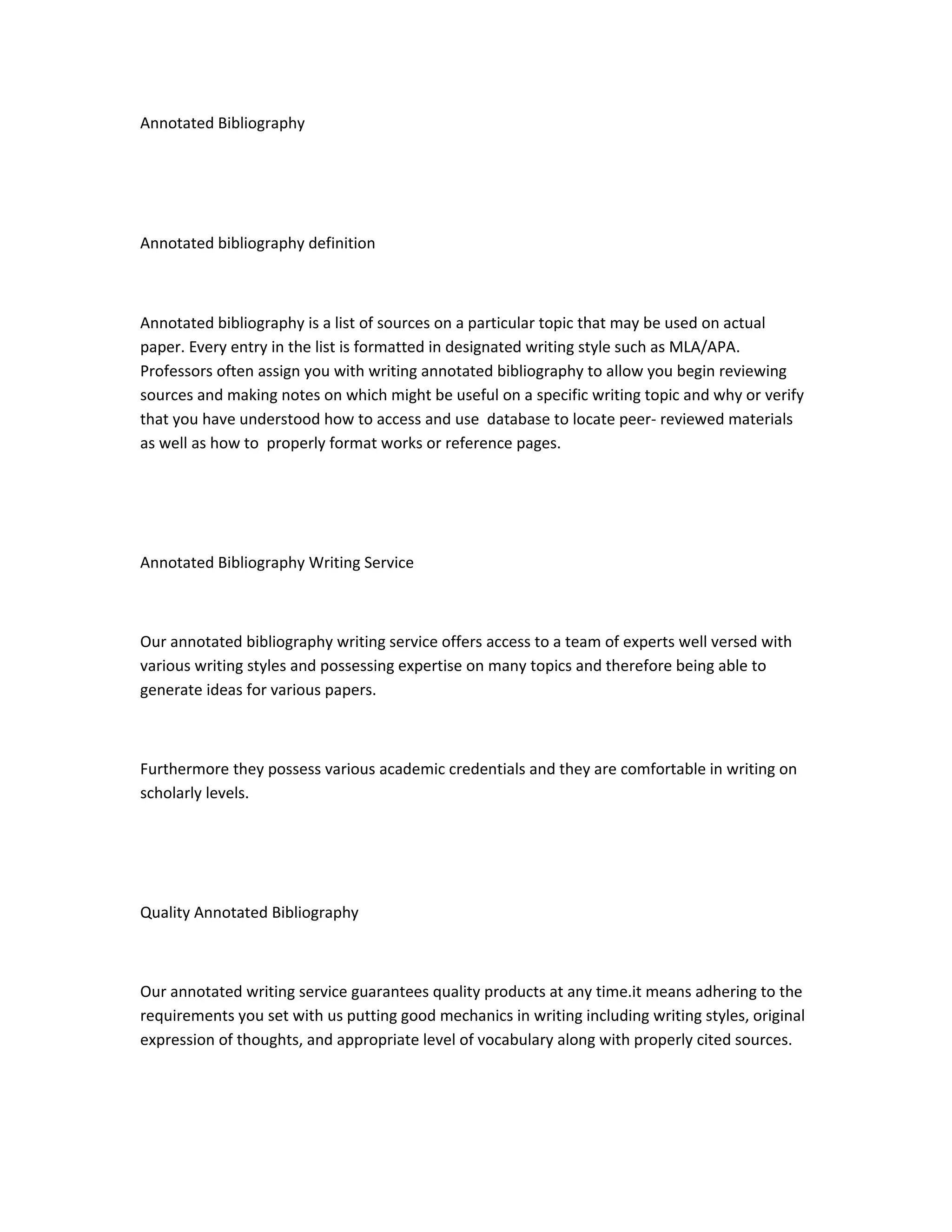 Annotated Bibliography | PDF