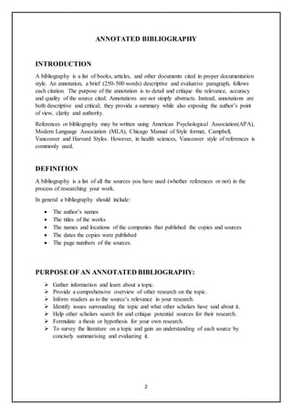 Annotated bibliography | DOCX
