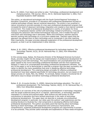 Annotated Bibliography. Information And Communications Technology ...