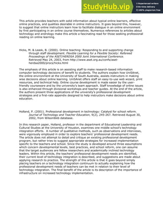 Annotated Bibliography. Information And Communications Technology Professional Development | PDF