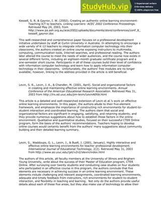 Annotated Bibliography. Information And Communications Technology ...