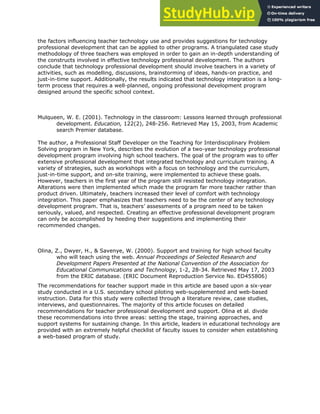 Annotated Bibliography. Information And Communications Technology Professional Development | PDF