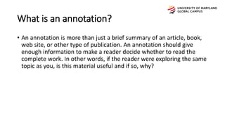 What is an Annotated Bibliography? An Introductionpptx | PPT