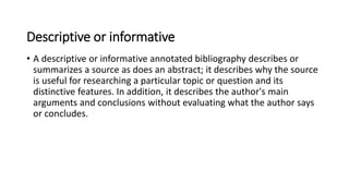 What is an Annotated Bibliography? An Introductionpptx | PPT