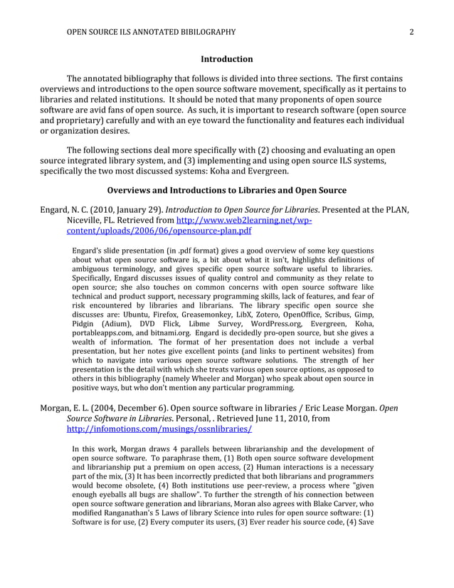 Annotated bibliography open source ils | PDF