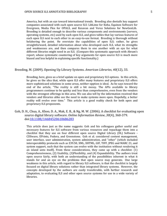Annotated bibliography open source ils | PDF