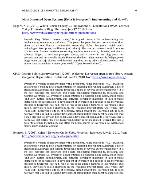 Annotated bibliography open source ils | PDF