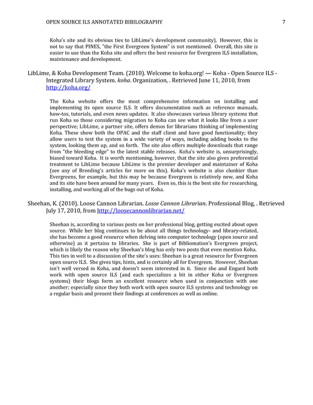 Annotated bibliography open source ils | PDF