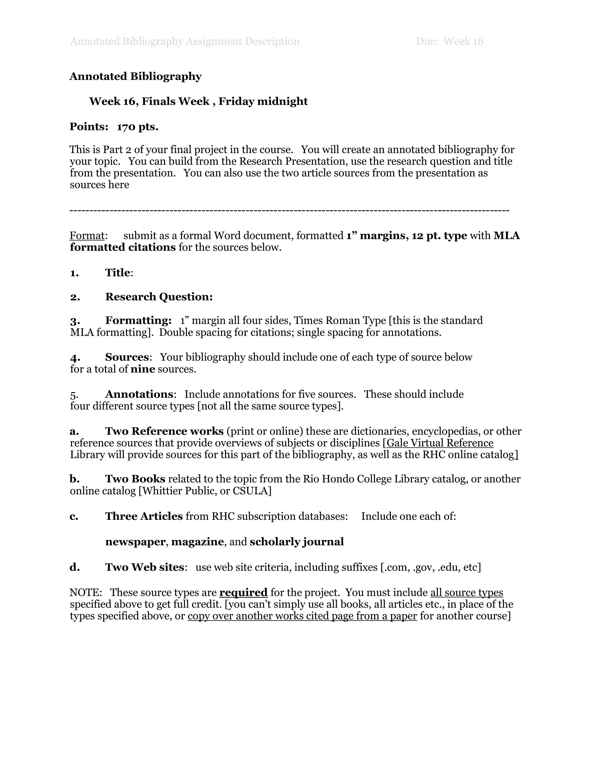 Annotated bibliographyassigndescrip | PDF
