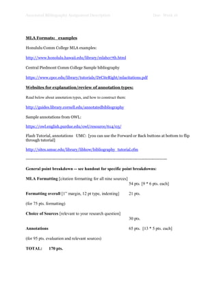 Annotated bibliographyassigndescrip | PDF