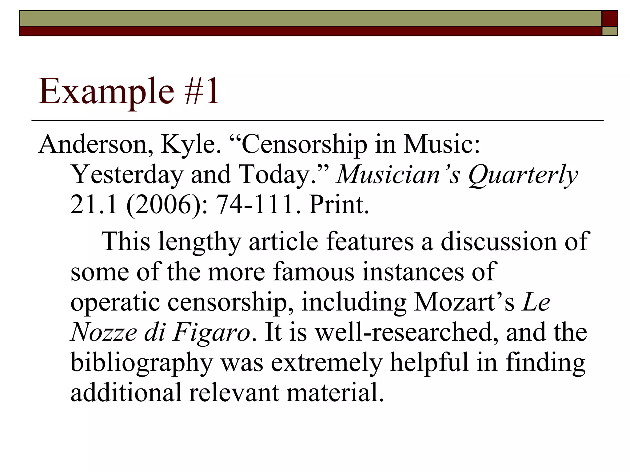 Annotated bibliography cf1100 | PPT