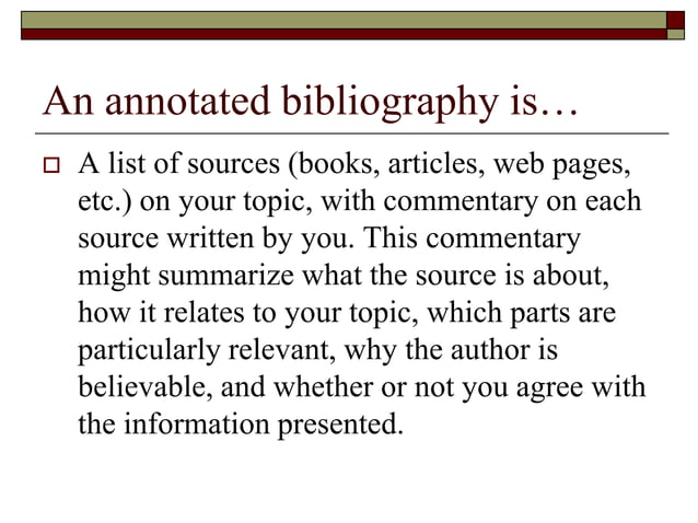 Annotated bibliography cf1100 | PPT