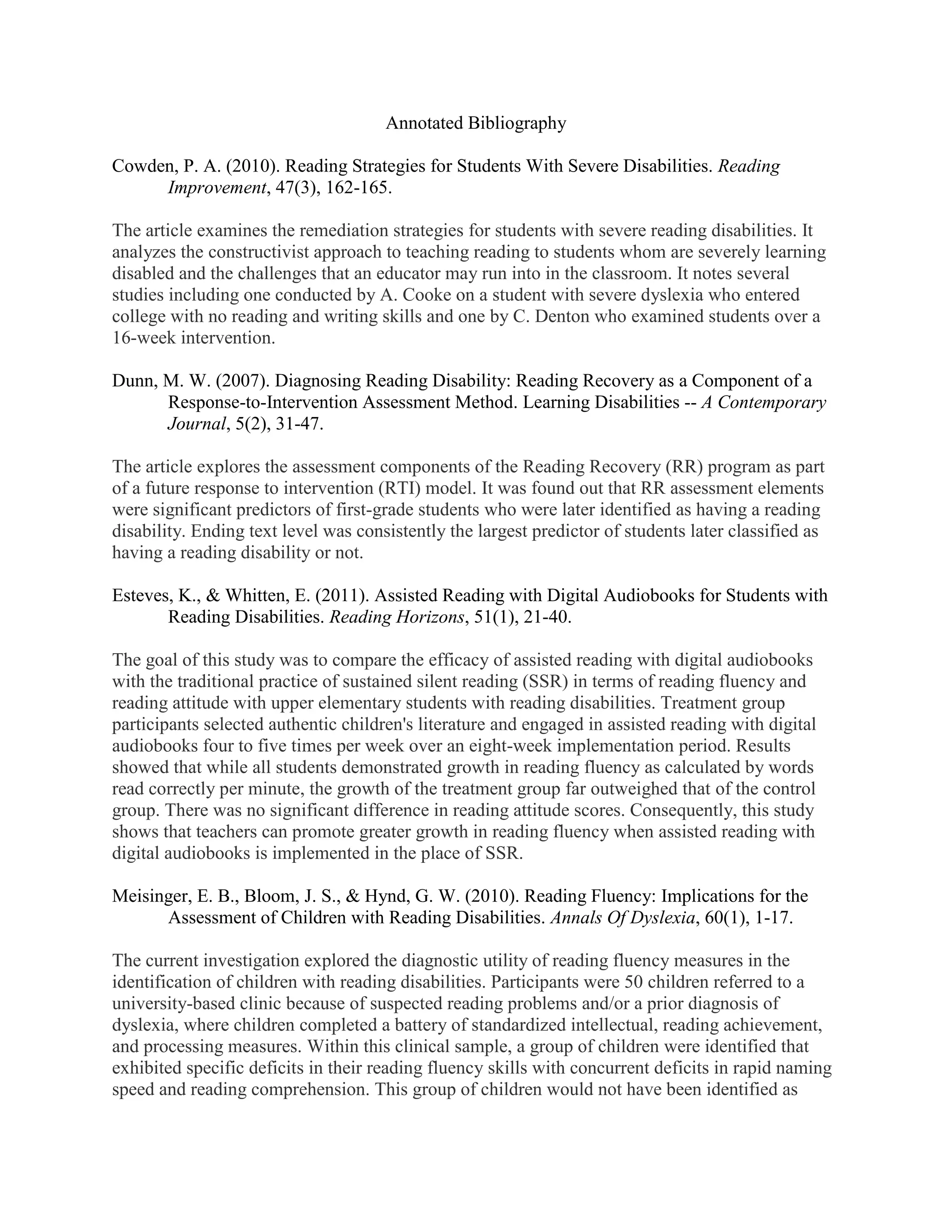 Annotated bibliography edet 735 project | DOCX | Special Education ...