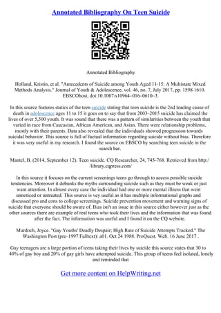 Annotated Bibliography Essay Example | PDF | Mental Health | Diseases ...