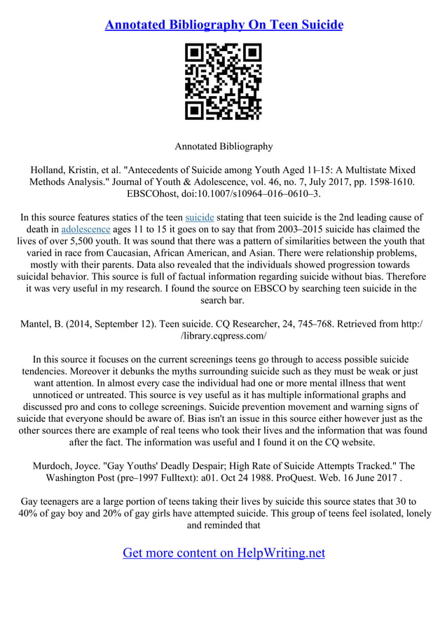 Annotated Bibliography Essay Example | PDF | Mental Health | Diseases ...