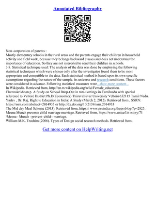 Annotated Bibliography Essay Example | PDF