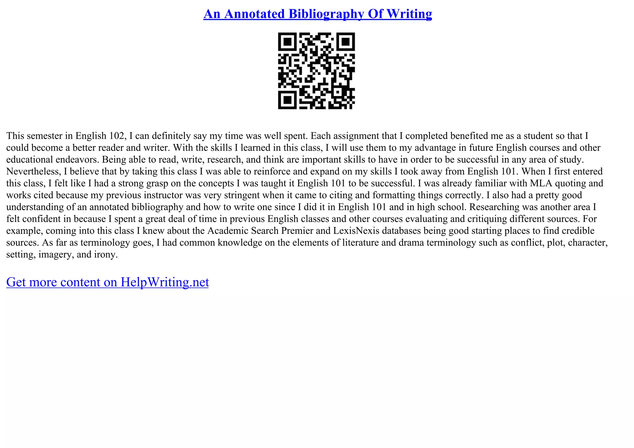 Annotated Bibliography Examples | PDF