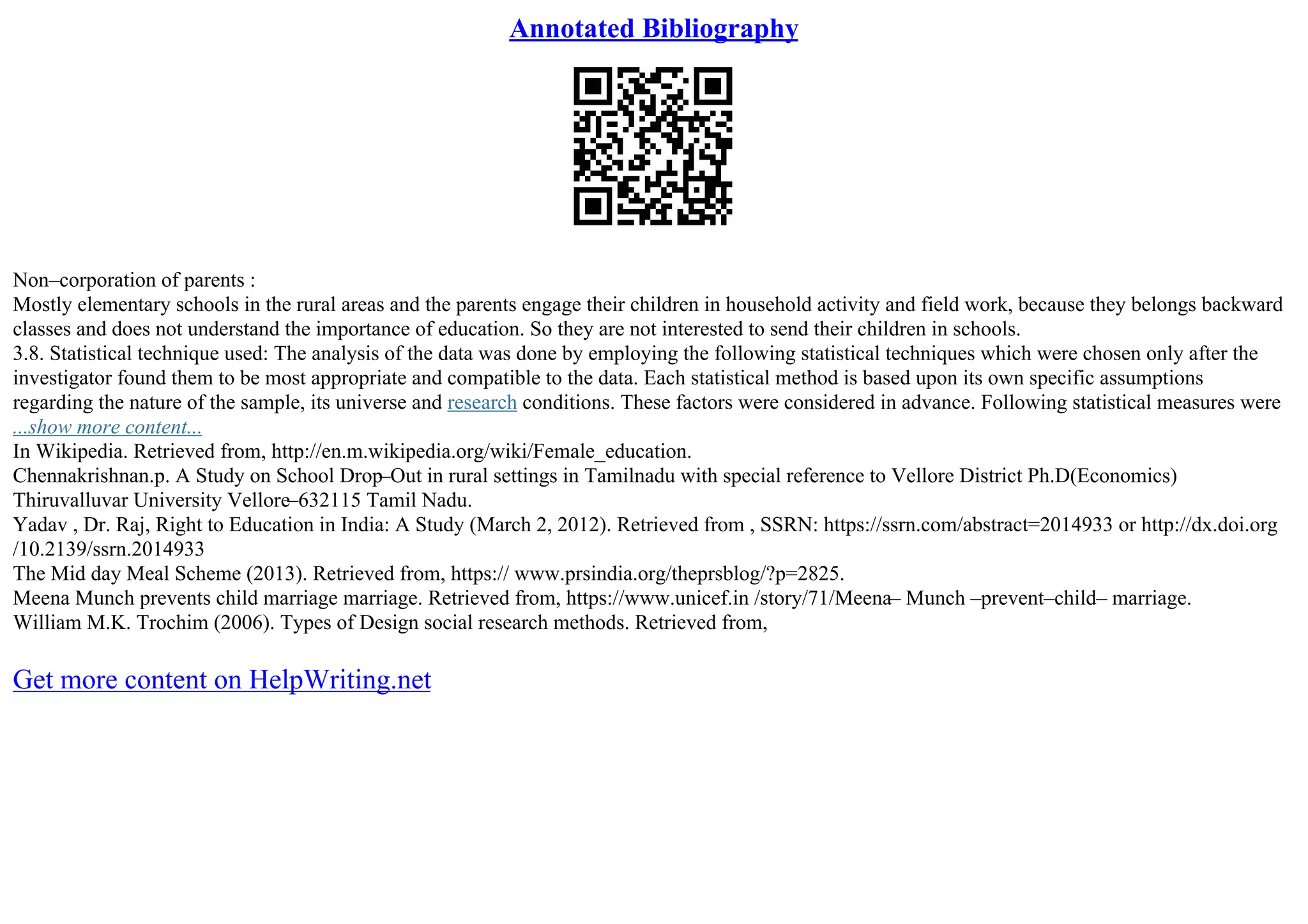 Annotated Bibliography Examples | PDF