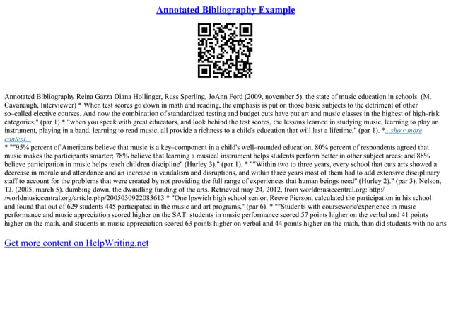 Annotated Bibliography Examples | PDF | Educational Assessment | Education