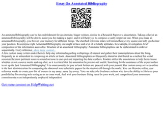 Annotated Bibliography Examples | PPT