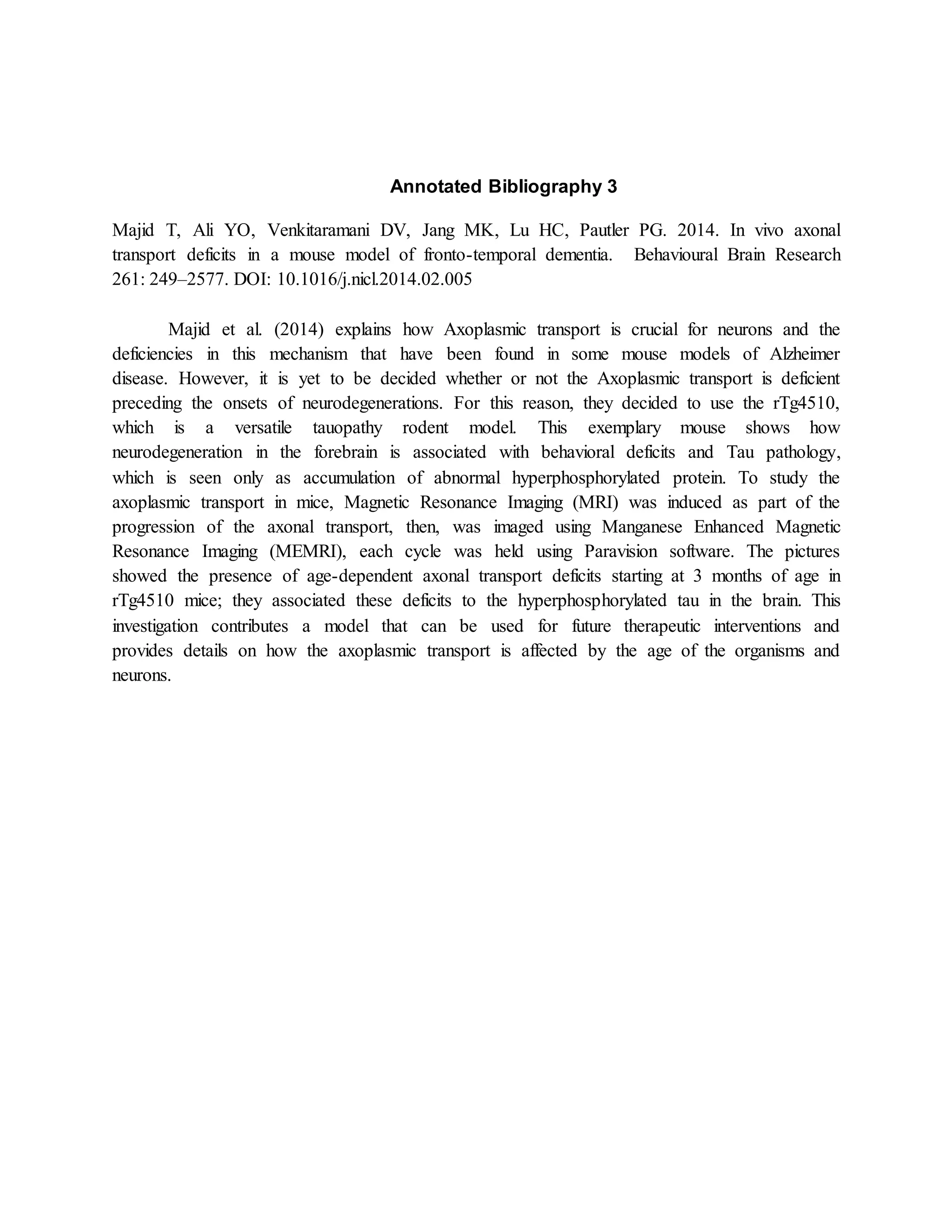 Annotated bibliography final 13 n.r.e | DOCX | Brain and Nervous System Disorders | Diseases and ...