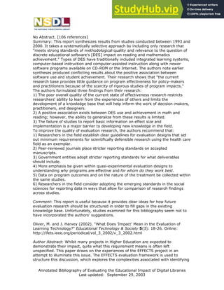 Annotated Bibliography Of Evaluating The Educational Impact Of Digital ...