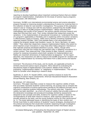 Annotated Bibliography Of Evaluating The Educational Impact Of Digital ...