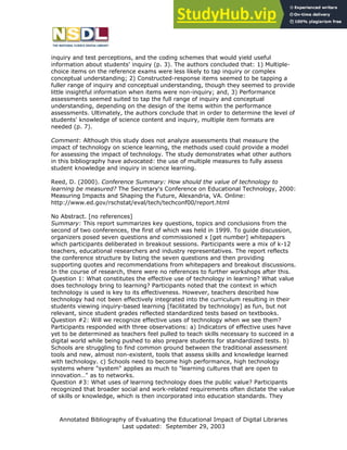 Annotated Bibliography Of Evaluating The Educational Impact Of Digital ...