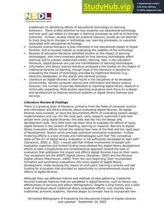 Annotated Bibliography Of Evaluating The Educational Impact Of Digital ...