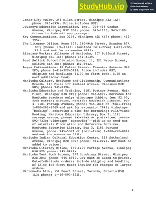 Annotated Bibliography Of Manitoba Literacy Products. | PDF