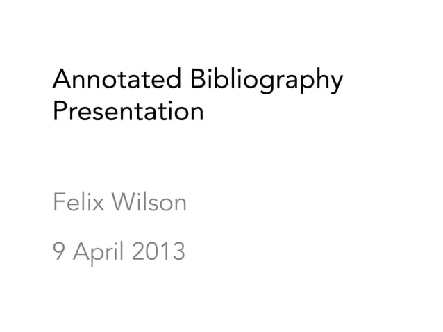 Annotated bibliography presentation | PPT