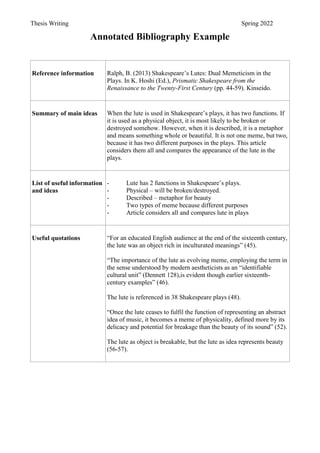 Annotated Bibliography Project for thesis writing.docx | Education